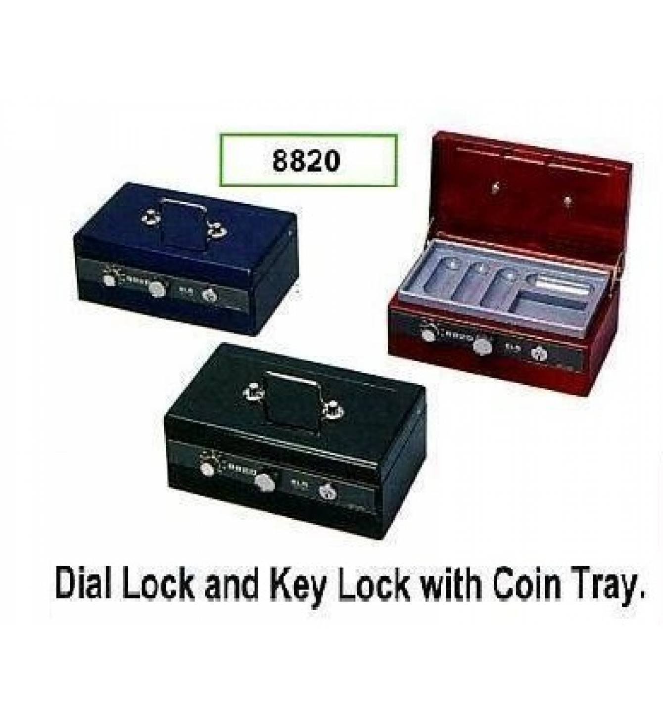 Cash Box, ELM 8820. Dial & key lock with coin tray.