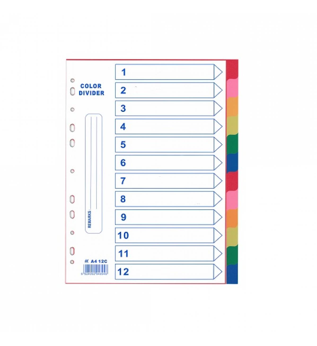 A4 12 Colour Paper Divider.